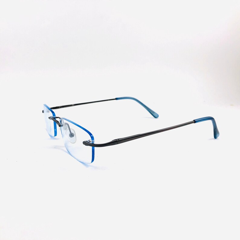 Authentic Vintage 90s Made Light Tint Blue Lens Framless - Etsy