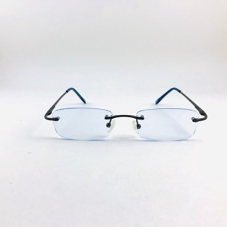 Authentic Vintage 90s Made Light Tint Blue Lens Framless - Etsy