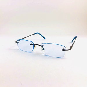 Authentic Vintage 90s Made Light Tint Blue Lens Framless - Etsy
