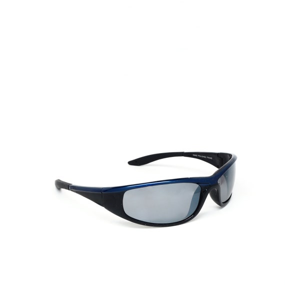 Y2k Deadstock Vintage Wraparound Blue Visor Shades - Gem