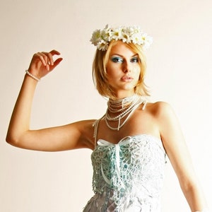 Pastel Water Nymph Undine Water Goddess Ethereal Fairy Antique Crochet ...