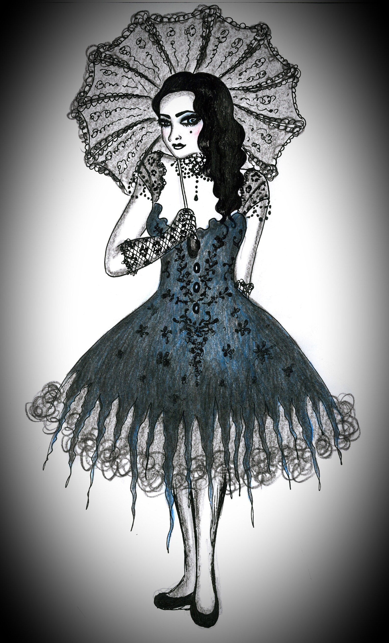 Navy Blue Victorian Gothic Vampire Baroque Gown Unique Haute - Etsy