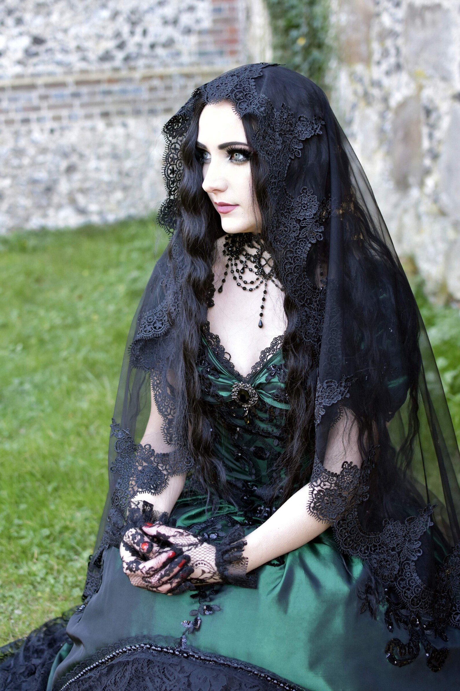 Emerald Green Royal Gothic Wedding Embroidered Bridal Gown - Etsy