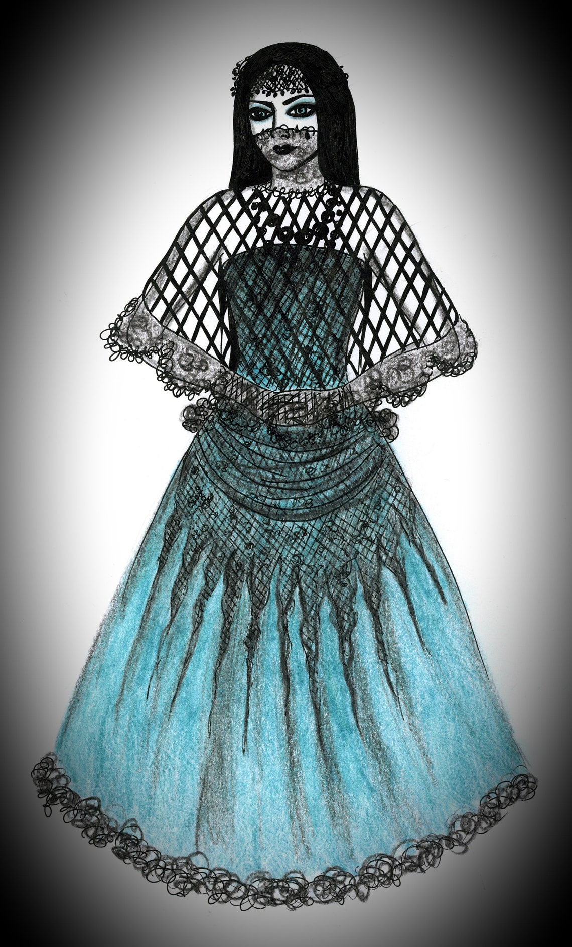 Turquoise Gothic Victorian Gown Unique Vampire Wedding for Witches Ball ...