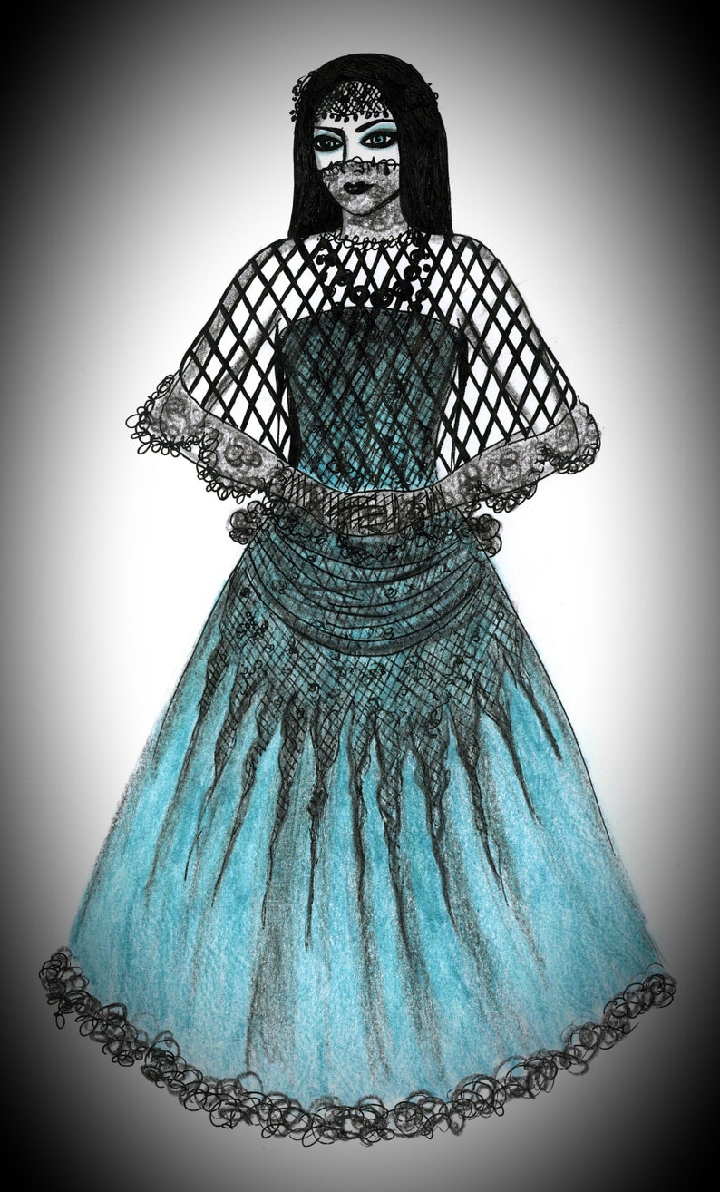 Turquoise Gothic Victorian Gown Unique Vampire Wedding for Witches Ball ...