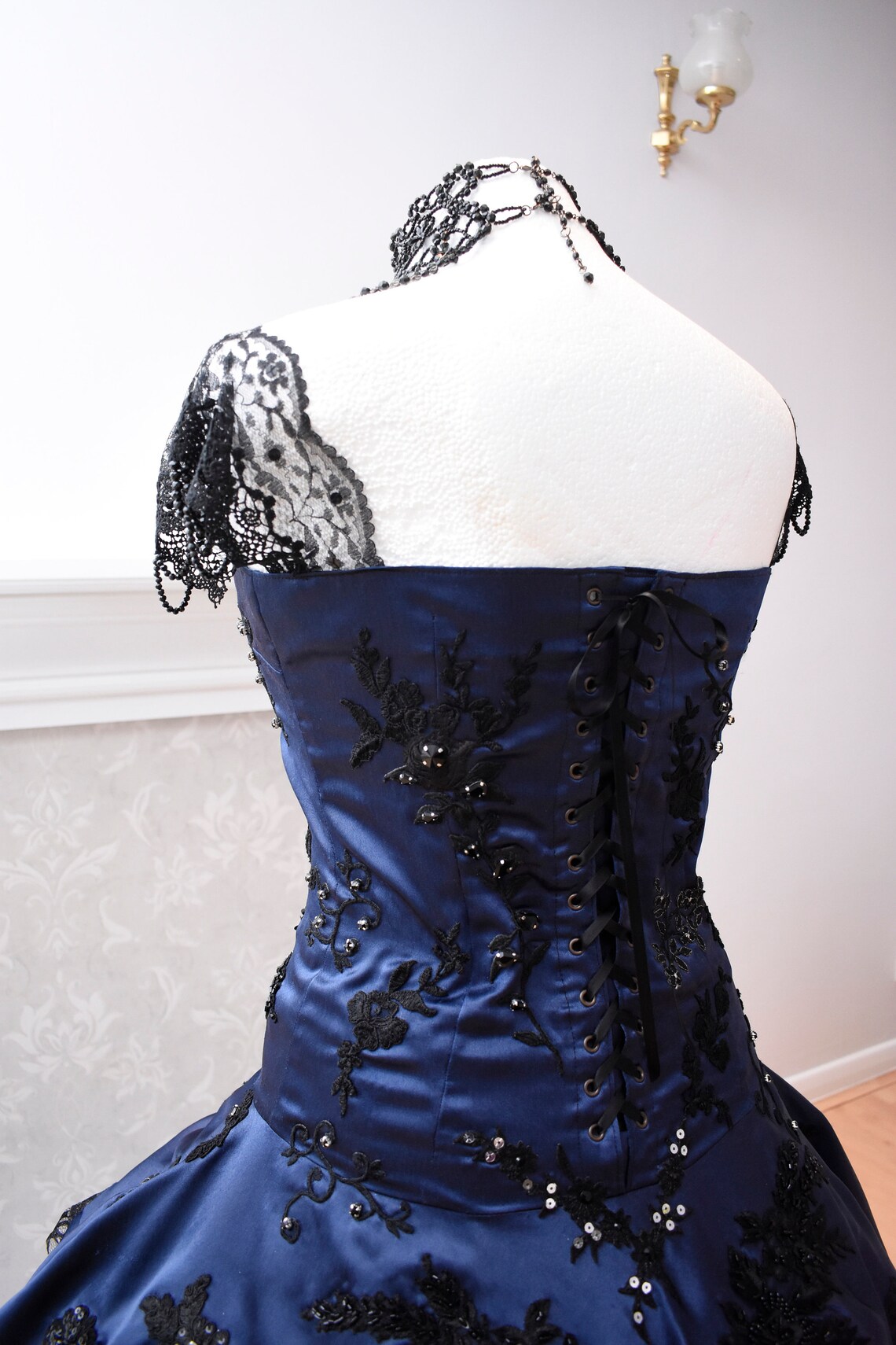 Navy Blue Victorian Gothic Vampire Baroque Gown Unique Haute - Etsy