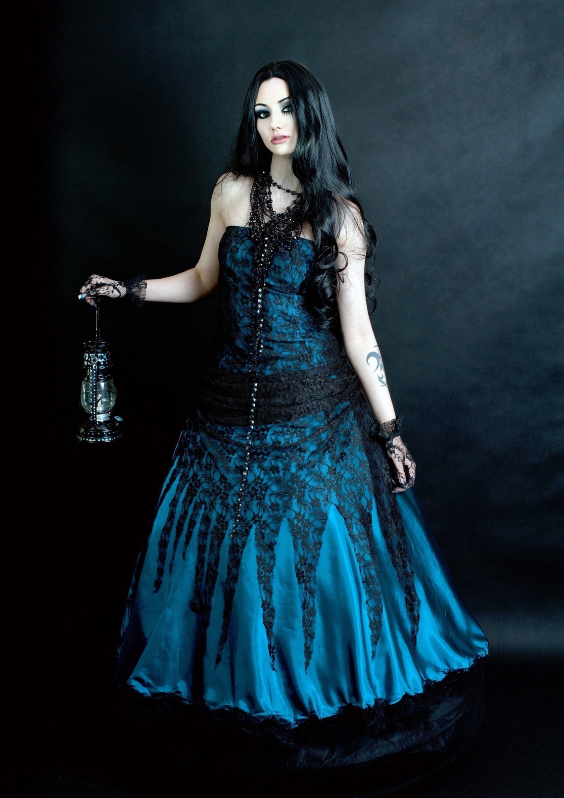 Turquoise Gothic Victorian Gown Unique Vampire Wedding for - Etsy