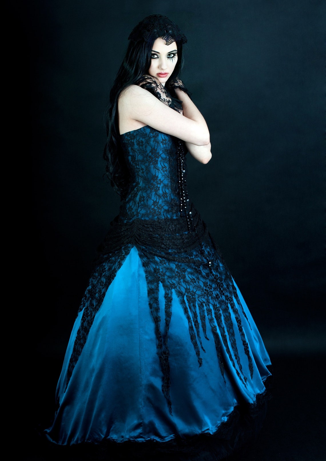 Turquoise Gothic Victorian Gown Unique Vampire Wedding for | Etsy