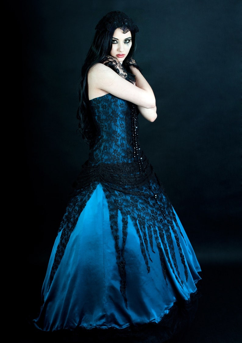 Turquoise Gothic Victorian Gown Unique Vampire Wedding for Witches Ball ...