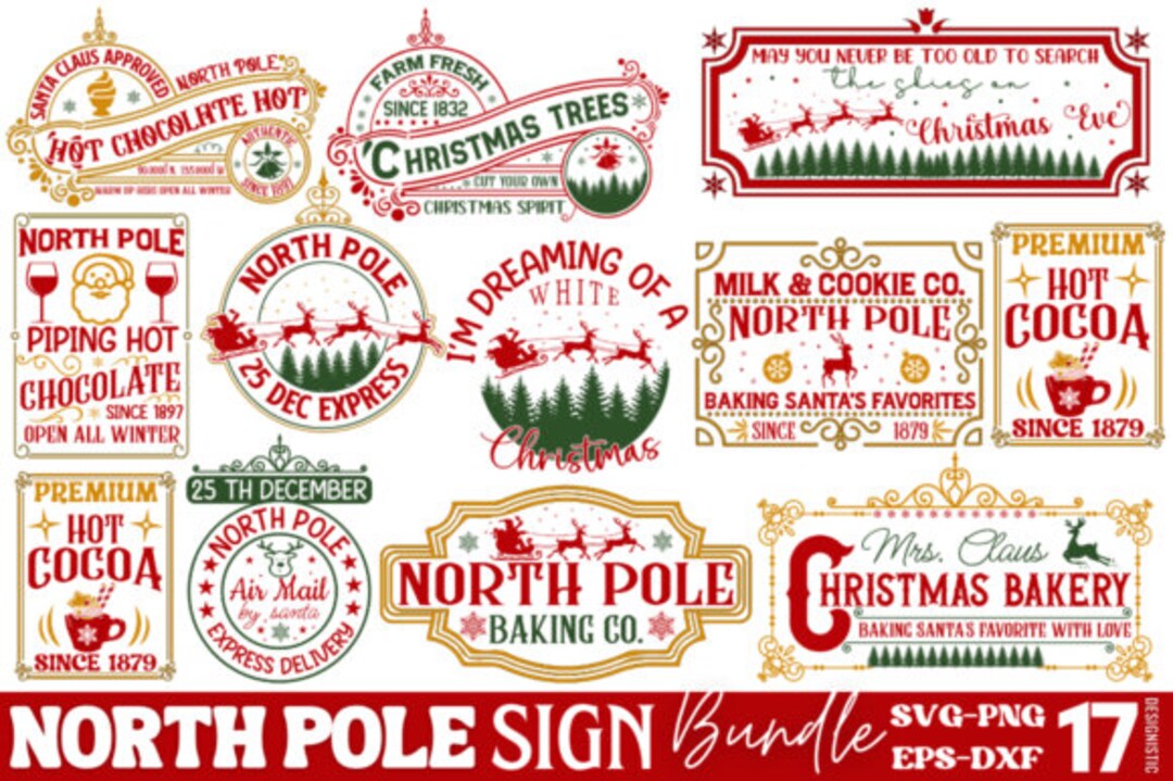 North Pole Sign SVG Bundle - Etsy Canada