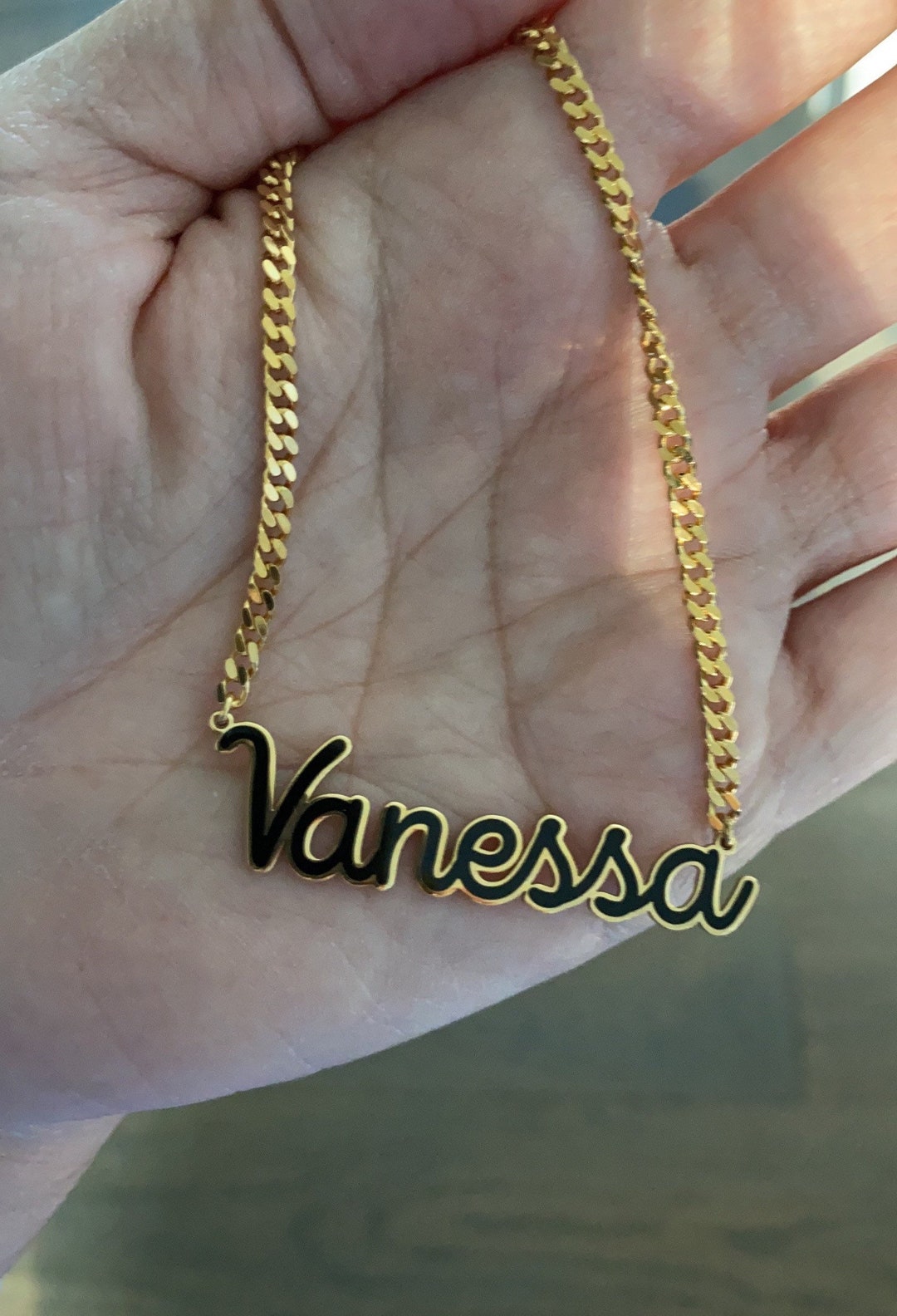 Personalized Heather Curb Link Necklace. Enamel Custom Curban Link ...
