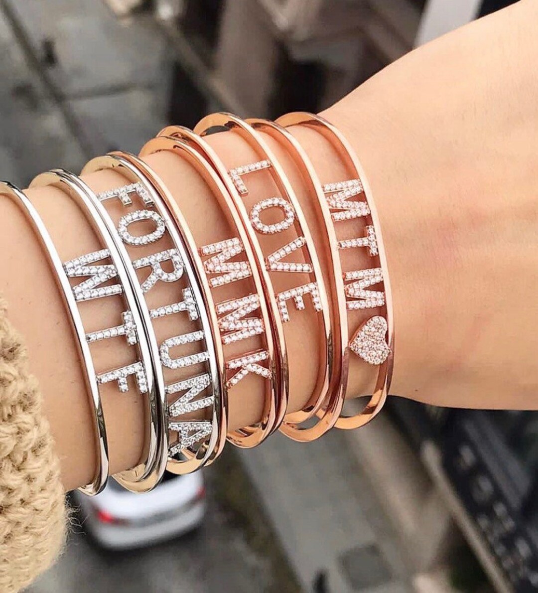 Sterling Silver and Gold Plated Initials/name Cuff/bangle. Personalized ...