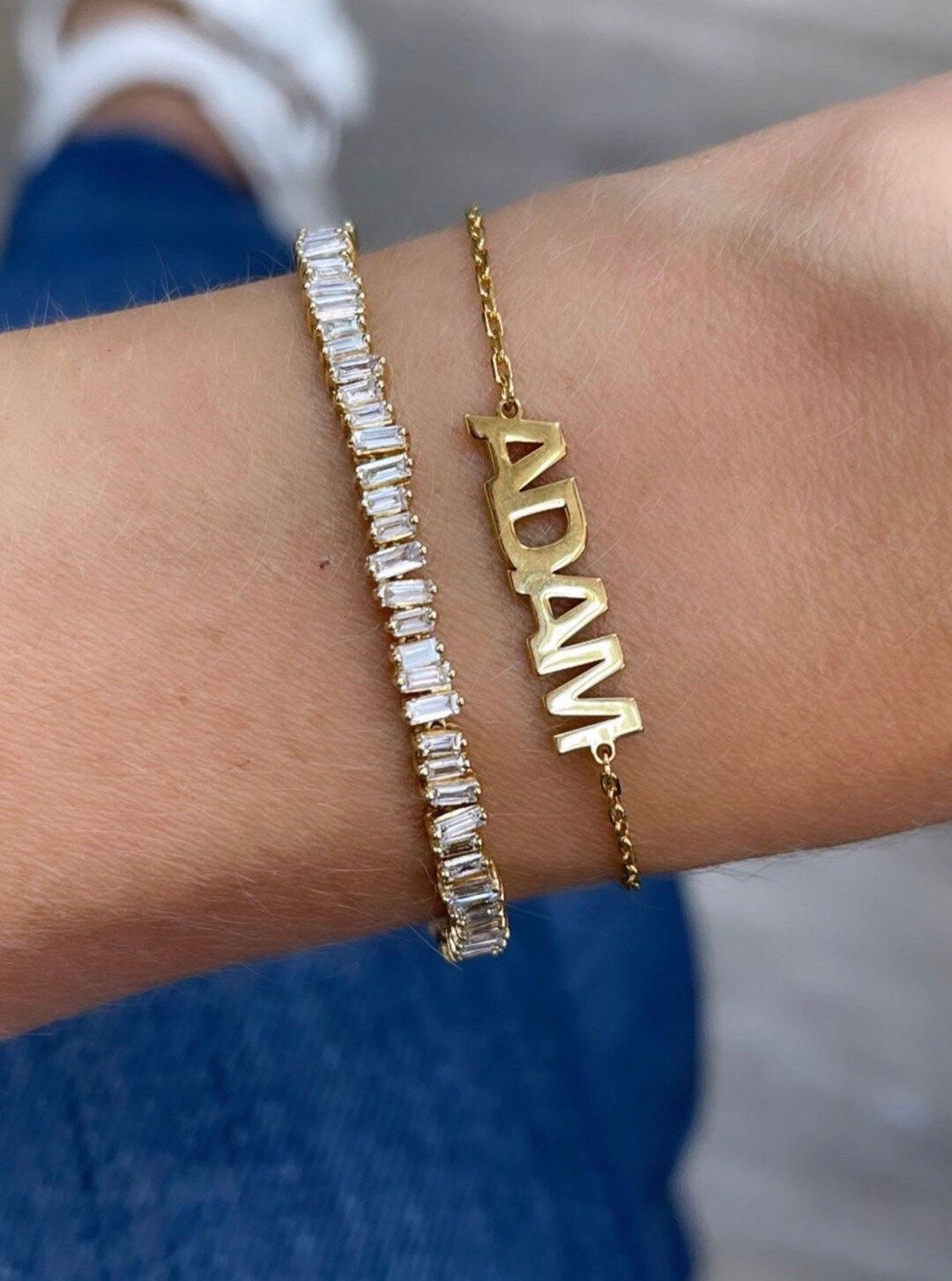 Name Bracelet | Kelly Personalized Bracelet | Sterling Silver and Gold ...