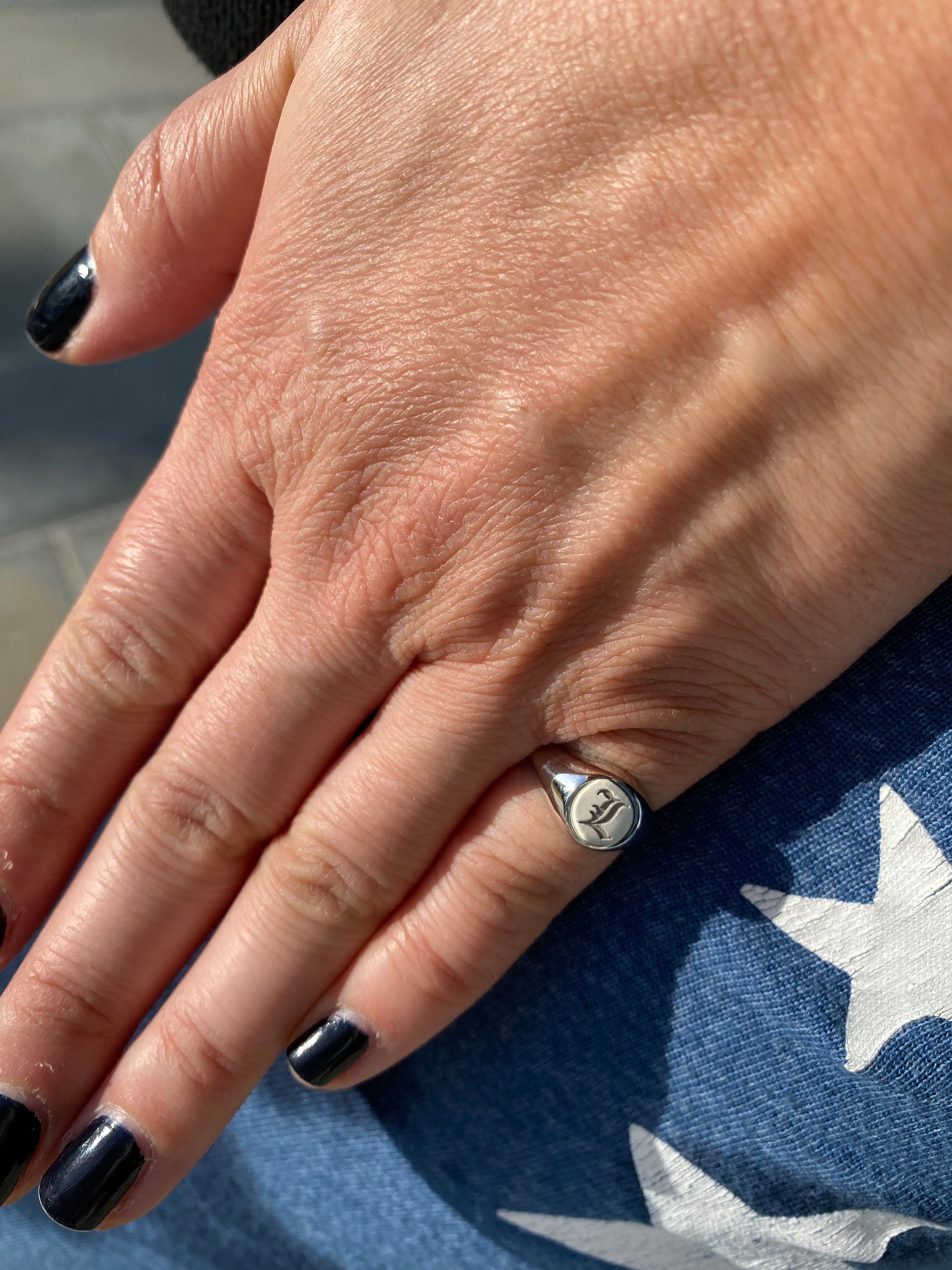 Engraved Signet Ring in gothic Font or old English Font. - Etsy