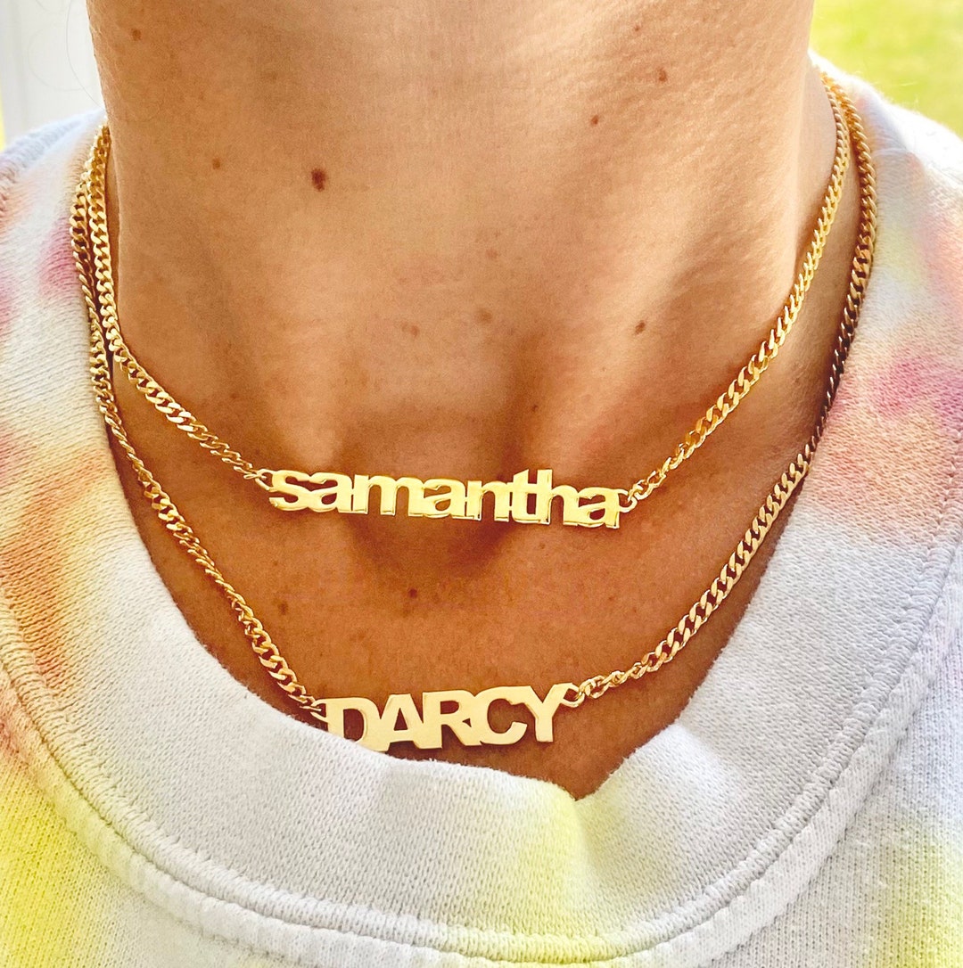 Personalized Curb Link Necklace. Custom Curban Link Choker. Name ...