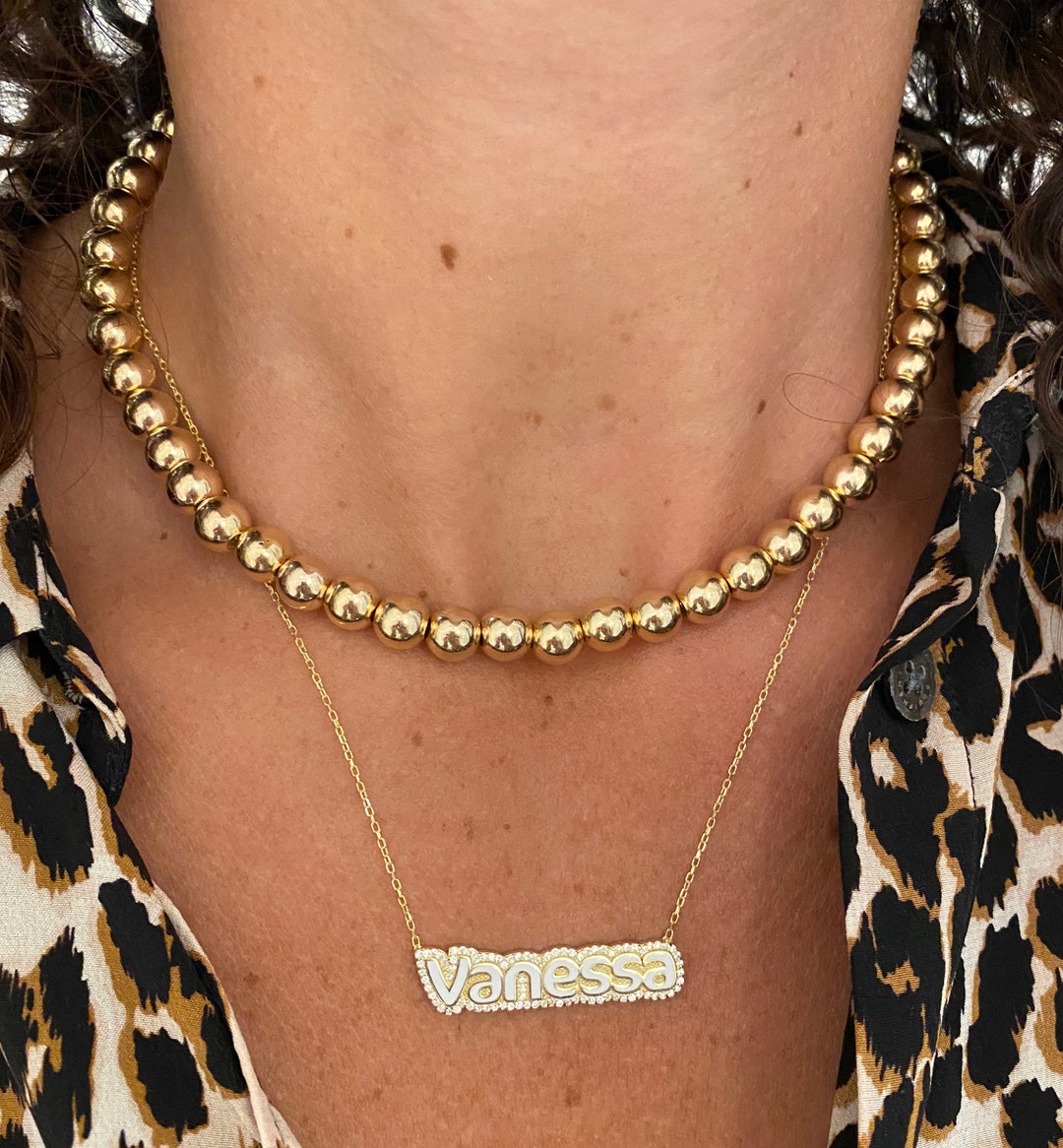 18K Gold-filled 8 Mm Gold Ball Choker/necklace. Gold-filled Gold Ball ...