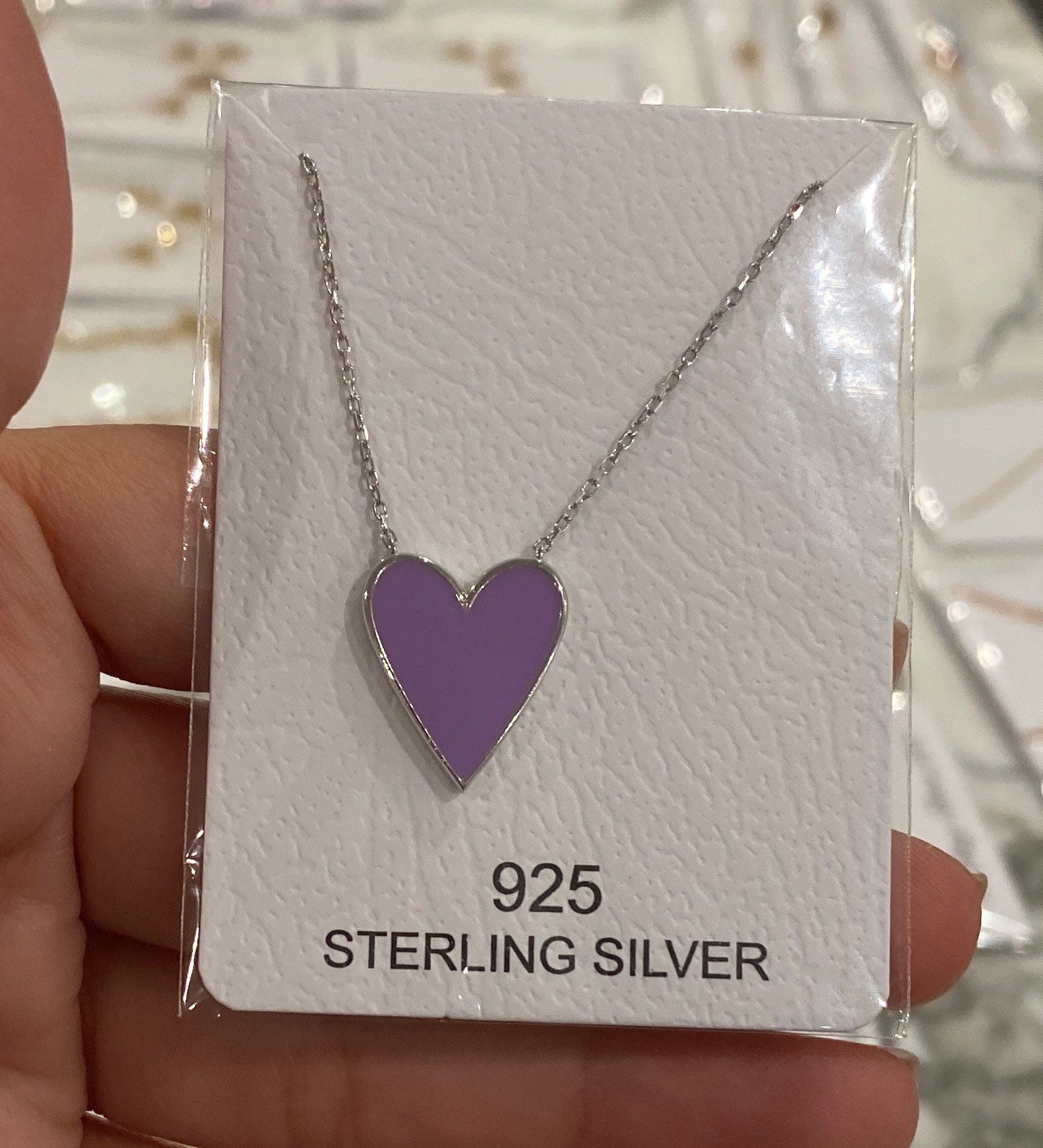 Sterling Silver and Gold Plated Heart Enamel Necklace. Enamel - Etsy