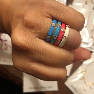 Colorful Enamel Rings and Bands in Sterling Silver Gold Plated (as ...