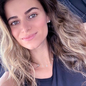 Dangling Letters Nedi Name Necklace With Clear Stones | Sterling Silver ...