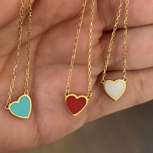 Sterling Silver and Gold Plated Mini Heart Enamel Necklace. Enamel ...