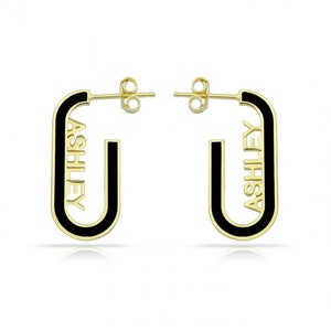 Personalized Custom Enamel Hoops Personalized Name Hoops Sterling ...
