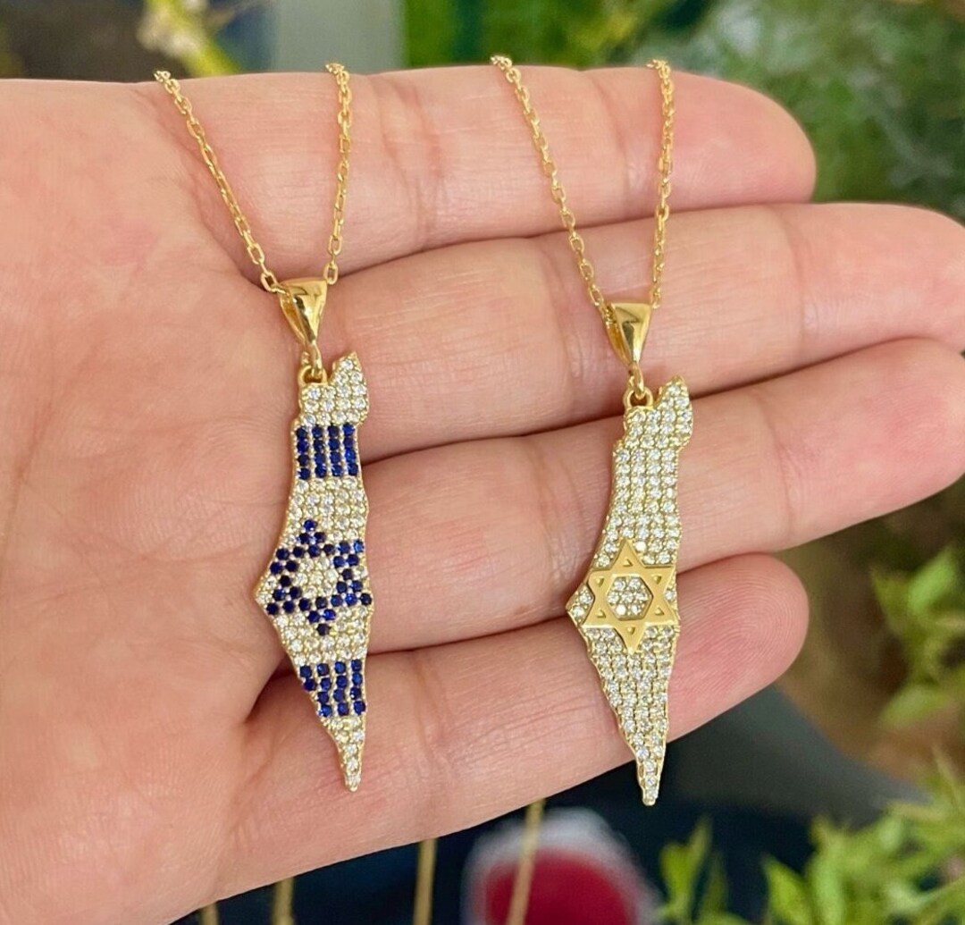 Pave Map of Israel Necklace | Israel Choker | Israel Necklace | Map of ...