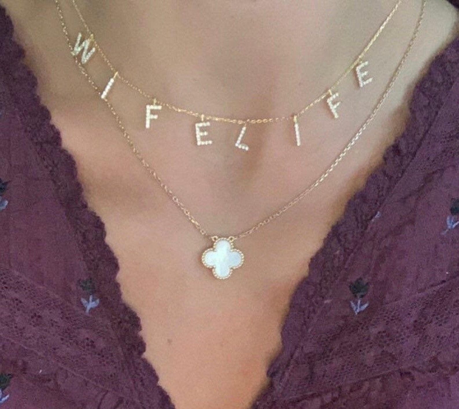 Dangling Letters Nedi Name Necklace With Clear Stones | Sterling Silver ...