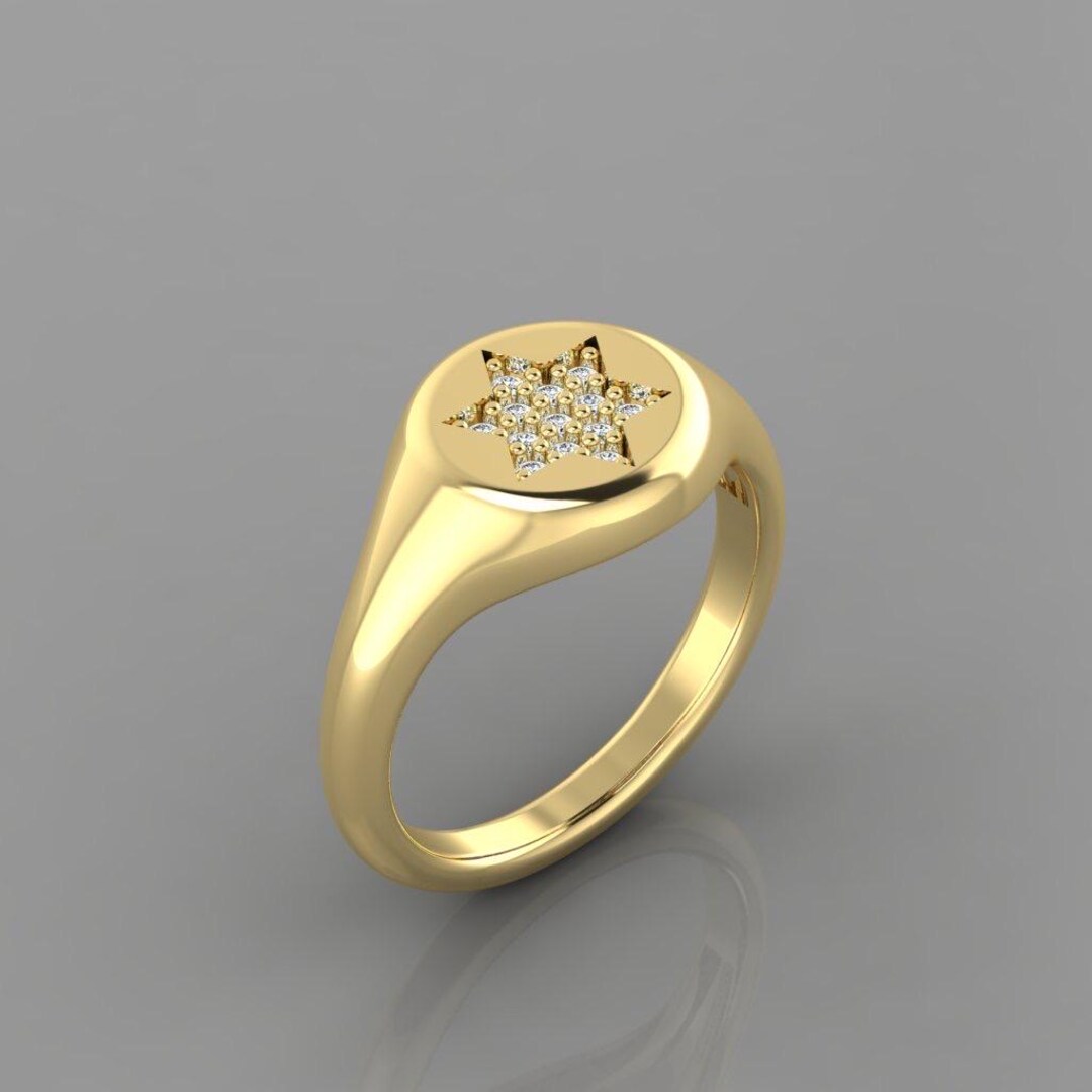 Pave Diamonds Signet Pinky Ring in Gold, Rose Gold or Silver |jewish ...