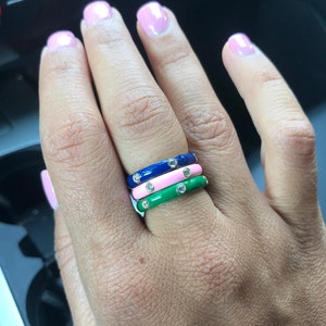 Colorful Enamel Rings and Bands in Sterling Silver Gold Plated (as ...