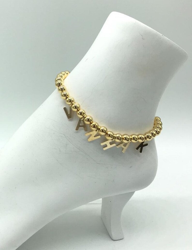 18K Gold Filled Personalized Custom Anklet. Initial Anklet. - Etsy
