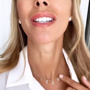 Dangling Letters Nedi Name Necklace With Clear Stones | Sterling Silver ...