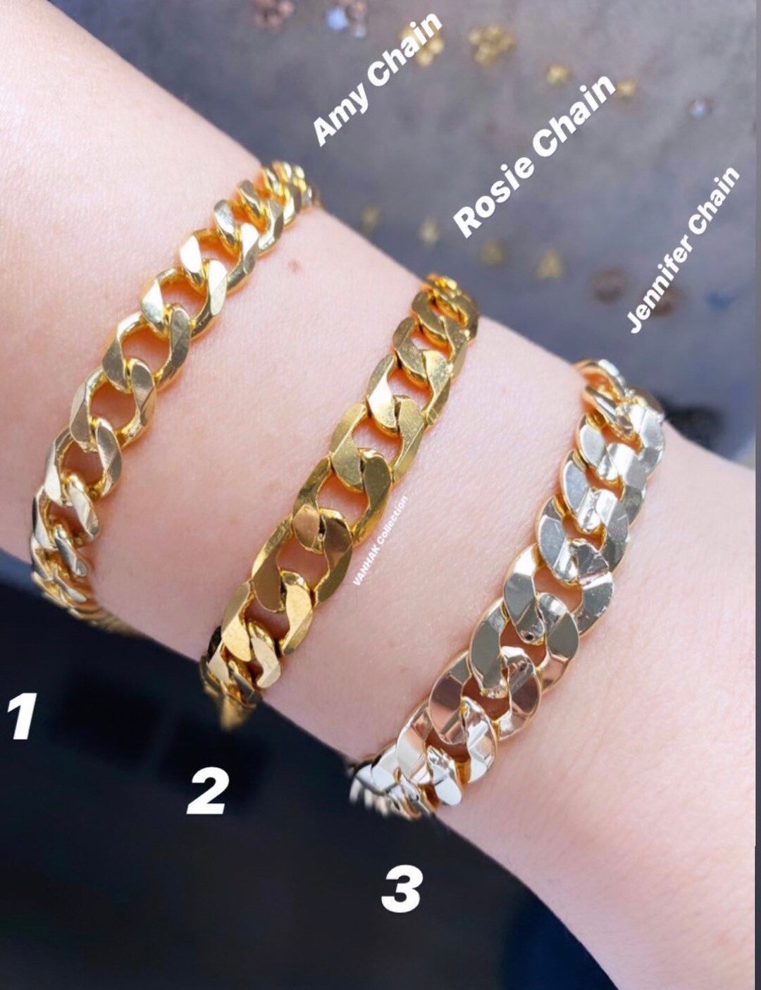 18K Gold Filled Cuban Link Bracelets in Color Gold. Chain Link ...