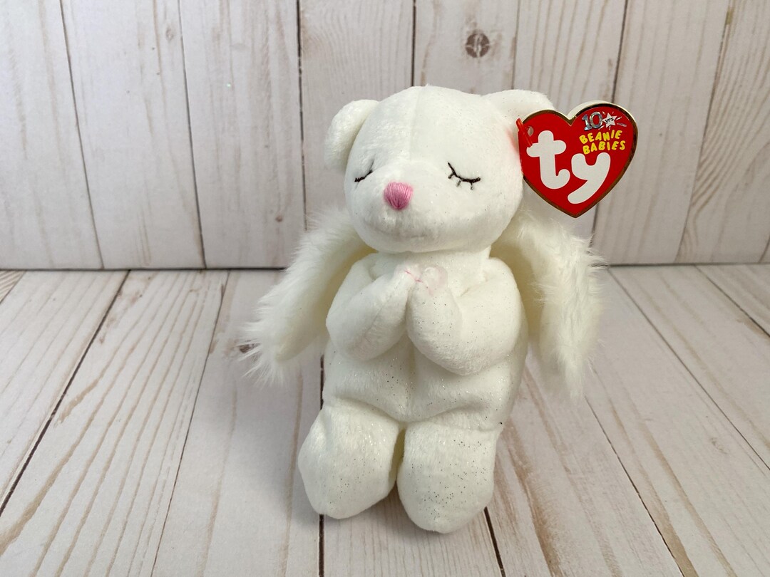 Vintage 2002 TY Beanie Baby Bear Blessed the Praying White Angel Bear - Etsy