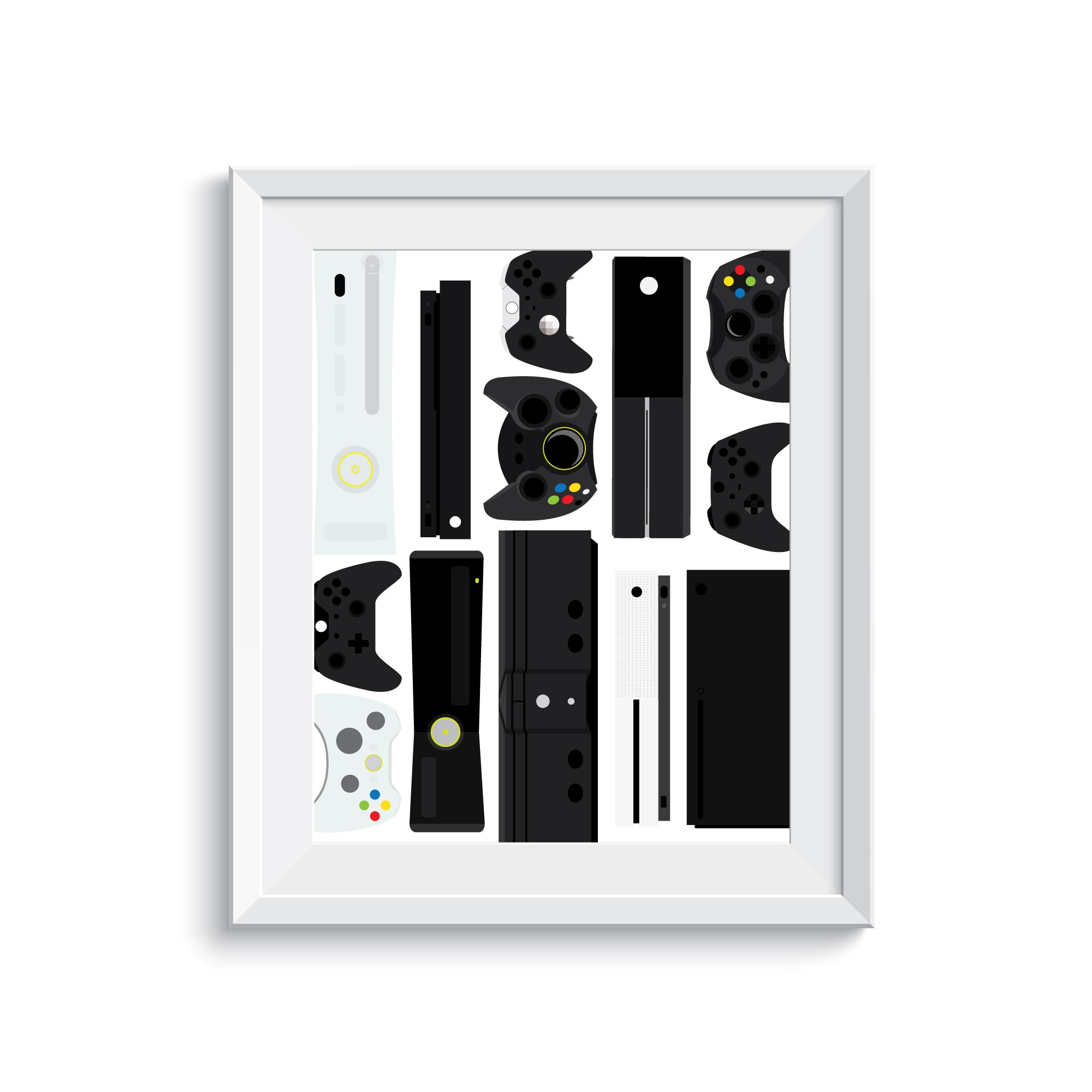 Xbox Consoles & Controllers Art Print, Gamer Room Decor (digital ...