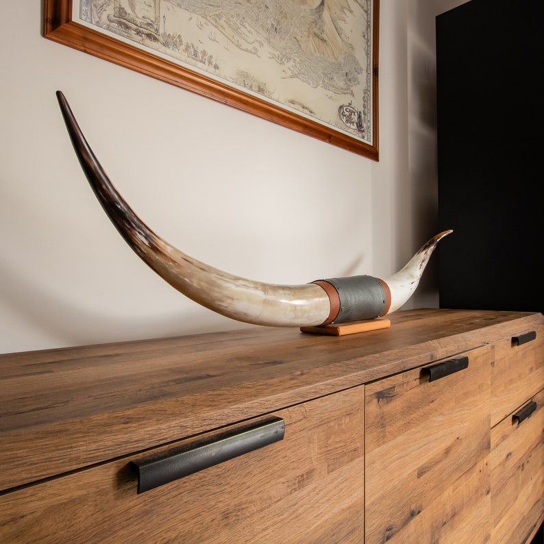 Authentic Real Bull Longhorn/leather Horn Mount - 50" to 52" - Steer ...