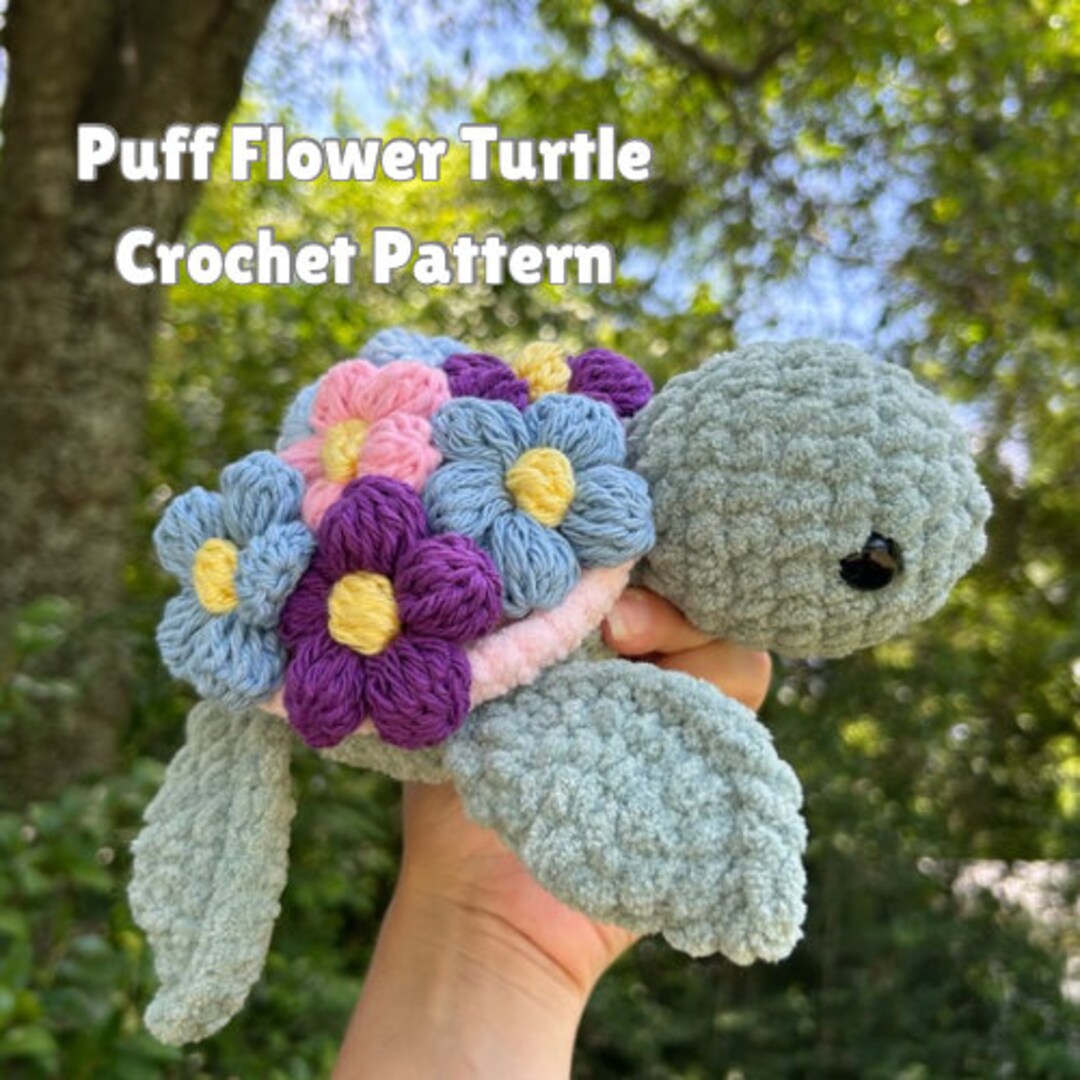 Turtle Crochet Pattern - Crochet Pattern -puff Flower Turtle Pattern ...
