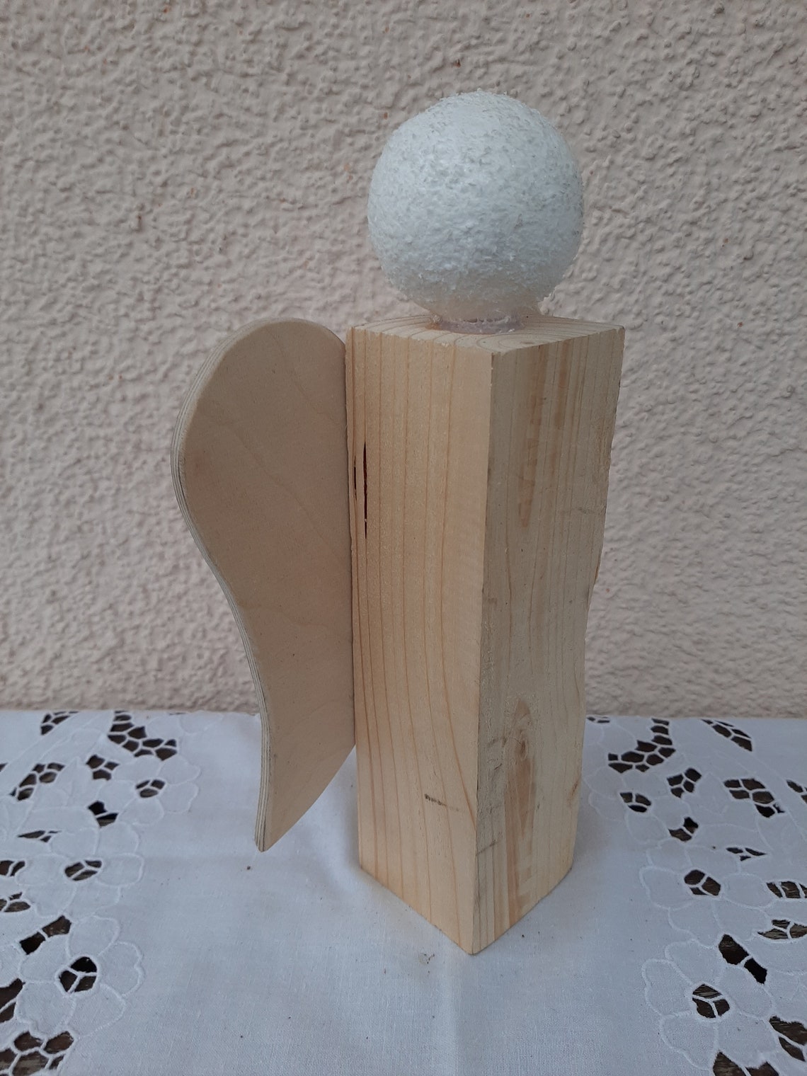 Angel Wooden Guardian Angel Angel Made of Wood With Styrofoam Head - Etsy