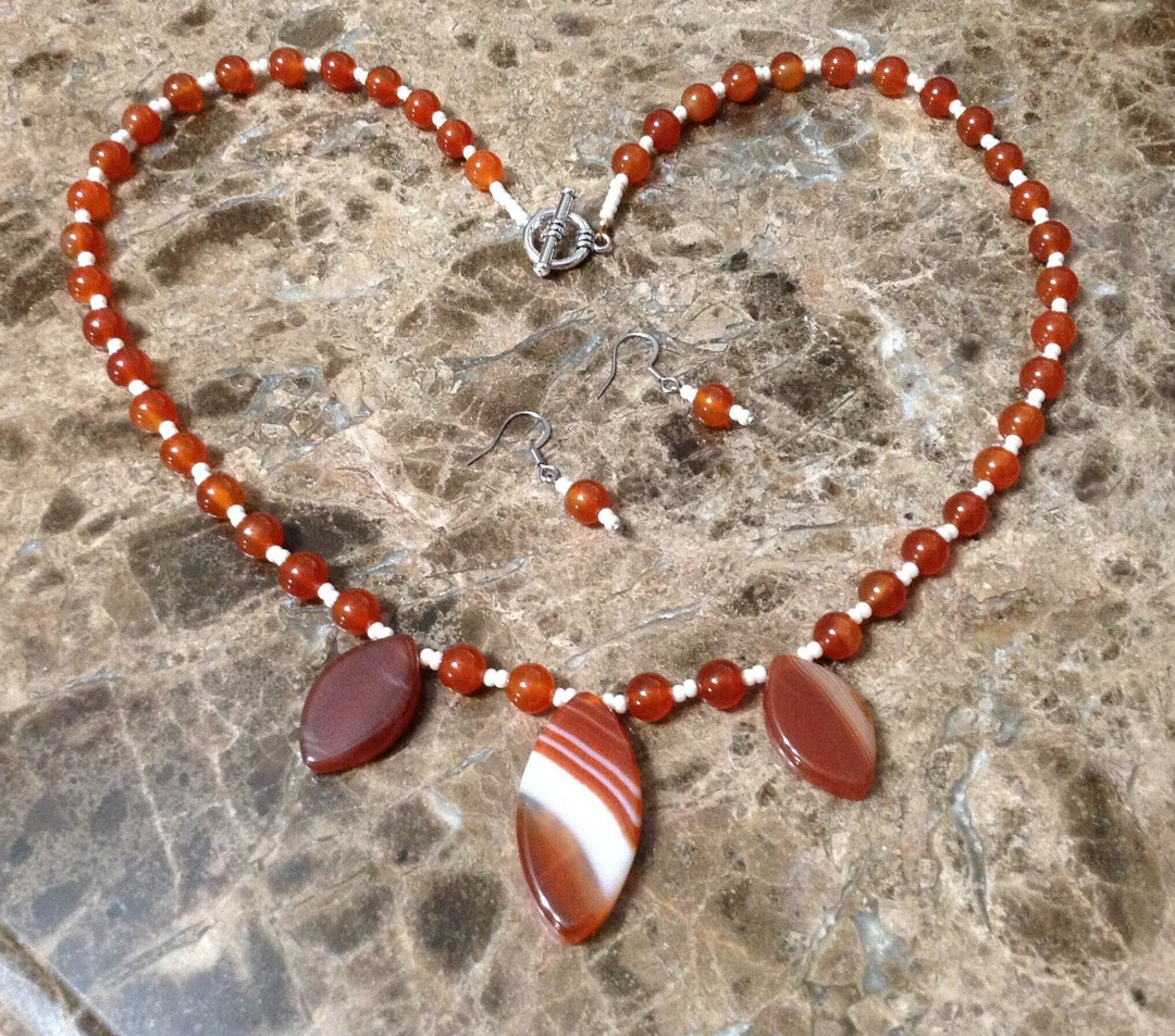 Beaded Necklace and Earrings / Jewelry Set / Beaded Jewelry - Etsy