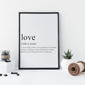 Love Definition Wall Art Print - Etsy