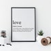 Love Definition Wall Art Print - Etsy