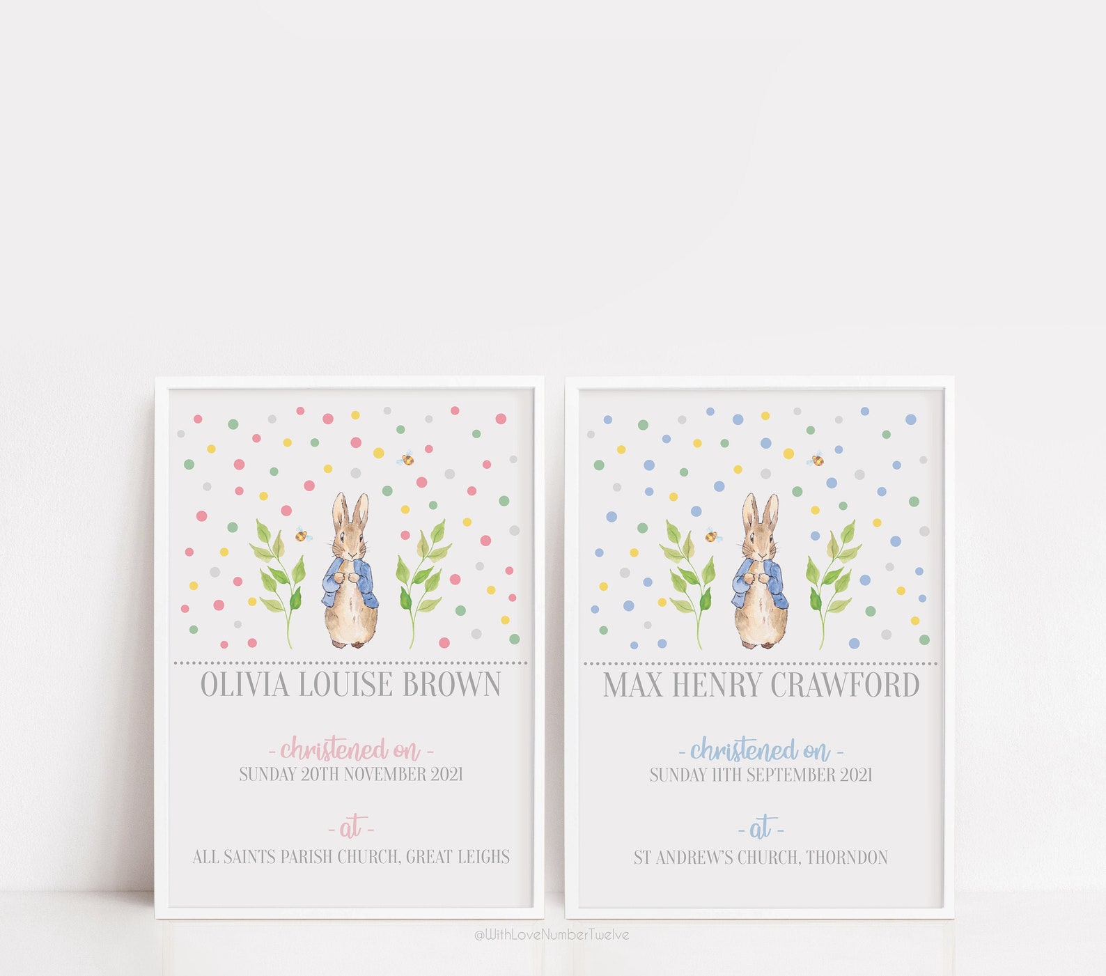 Personalised Peter Rabbit Christening Print - Christening Keepsake ...