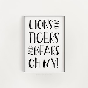 Lions and Tigers and Bears Oh My Wizard of Oz Wall Art Nursery Print - Etsy