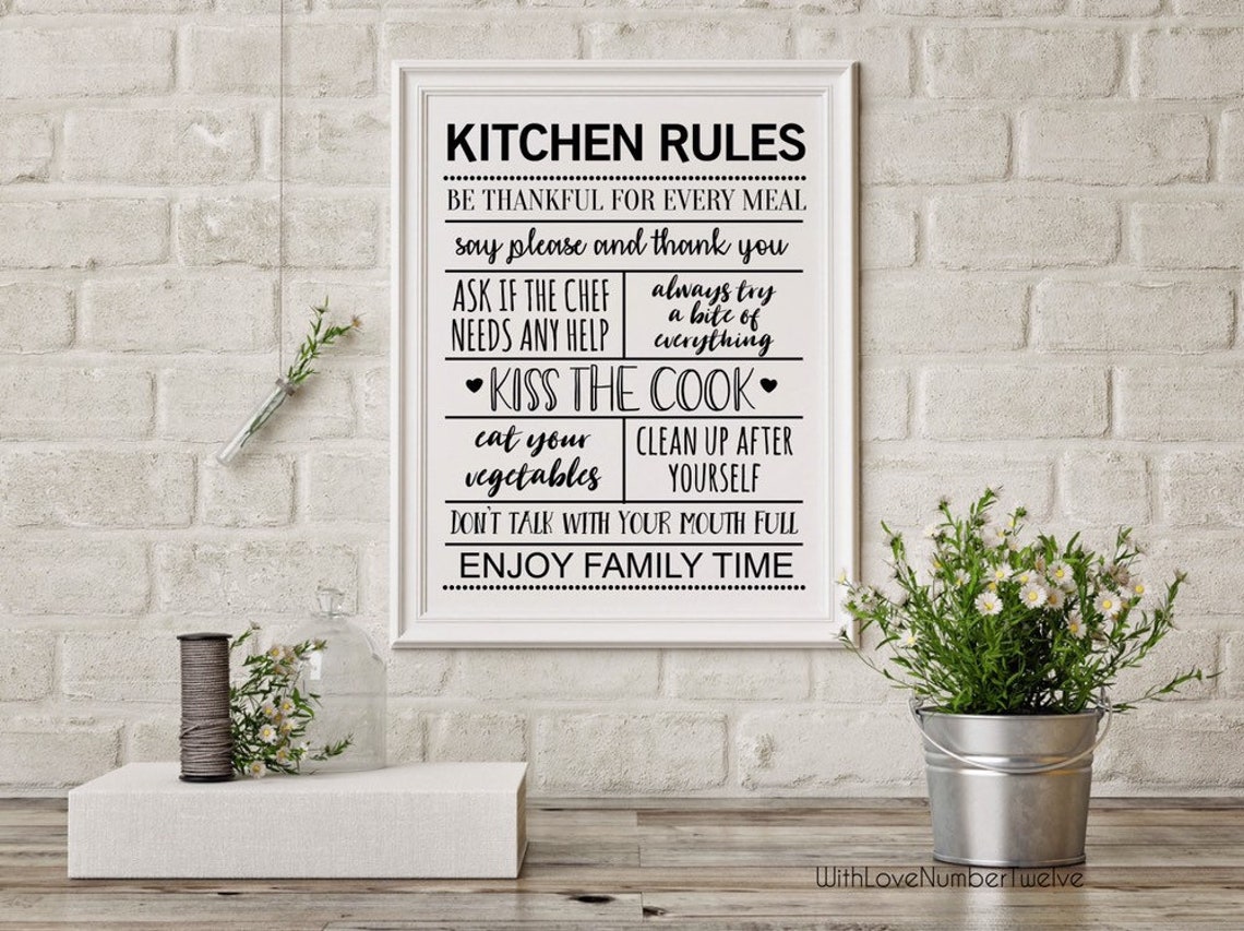 Kitchen Rules Print Kitchen Prints Kitchen Decor Home - Etsy UK