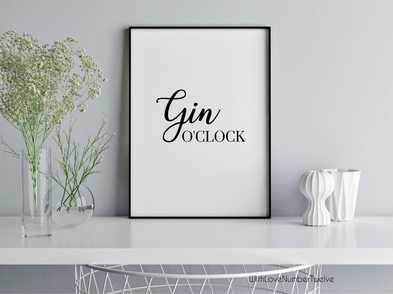 Gin O'clock Wall Art Print - Etsy
