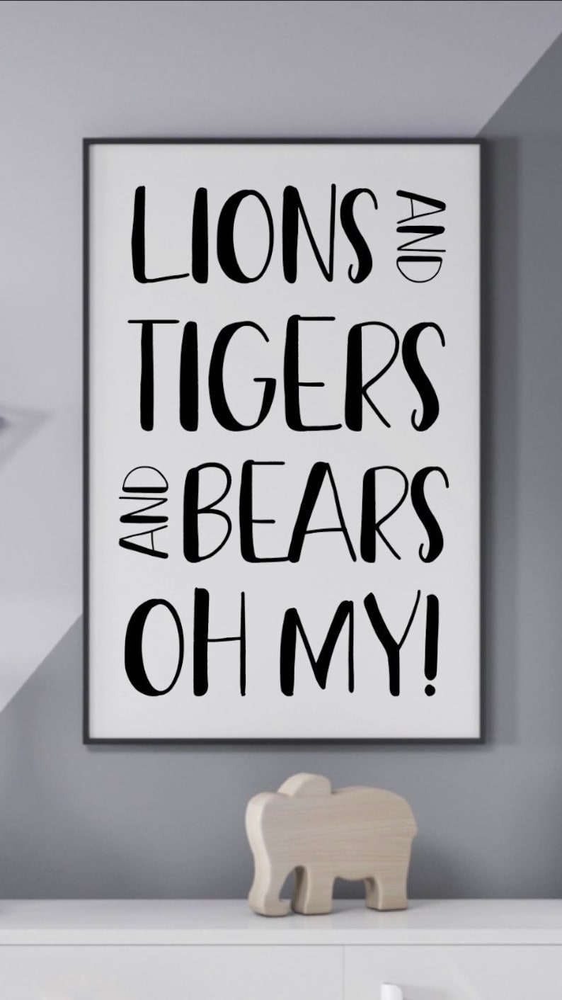 Lions and Tigers and Bears Oh My Wizard of Oz Wall Art | Etsy