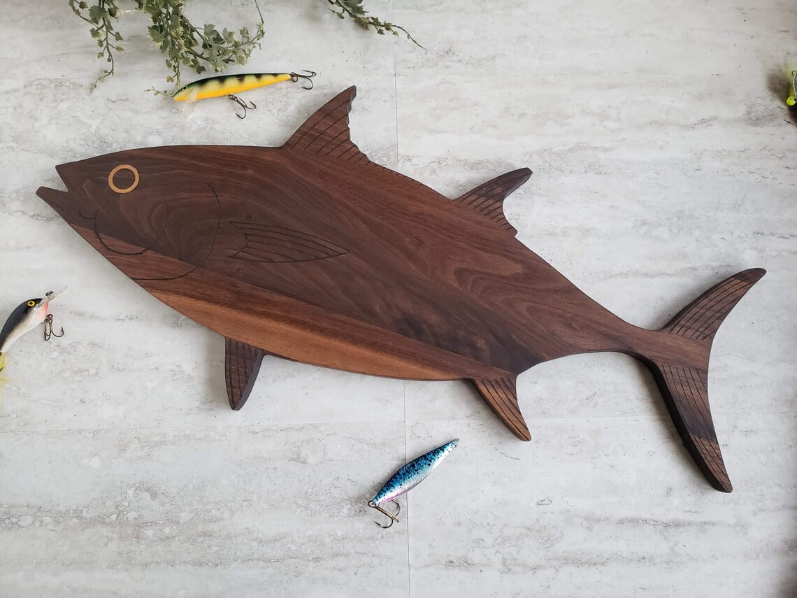 Serving Board Fish Shape Coastal Fish Decor Walnut Wood - Etsy