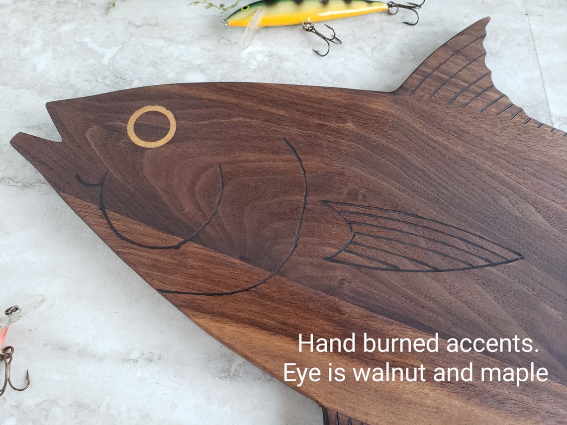 Serving Board Fish Shape Coastal Fish Decor Walnut Wood - Etsy