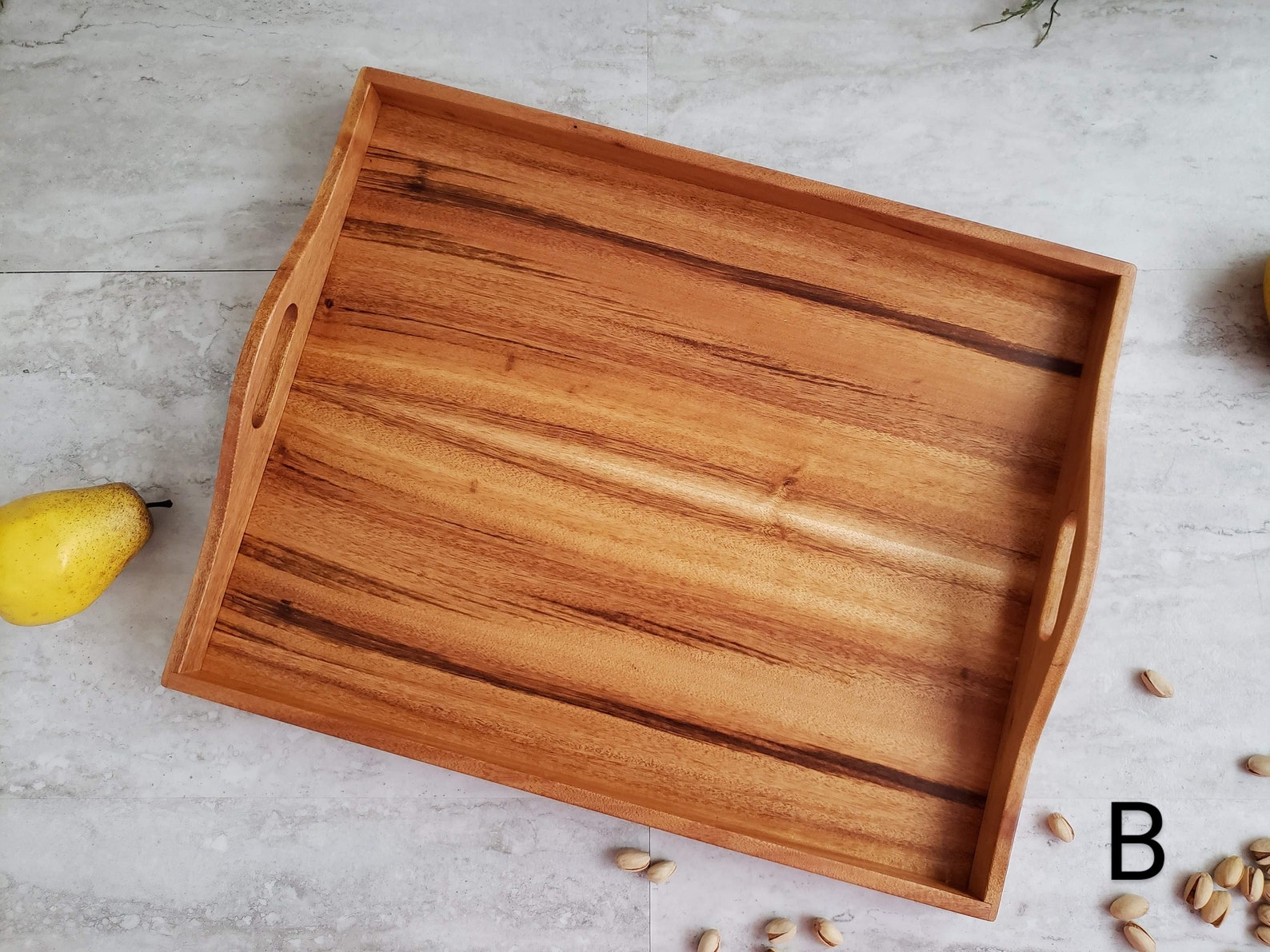 Large Wood Serving Tray With Handles Ottoman Tray - Etsy