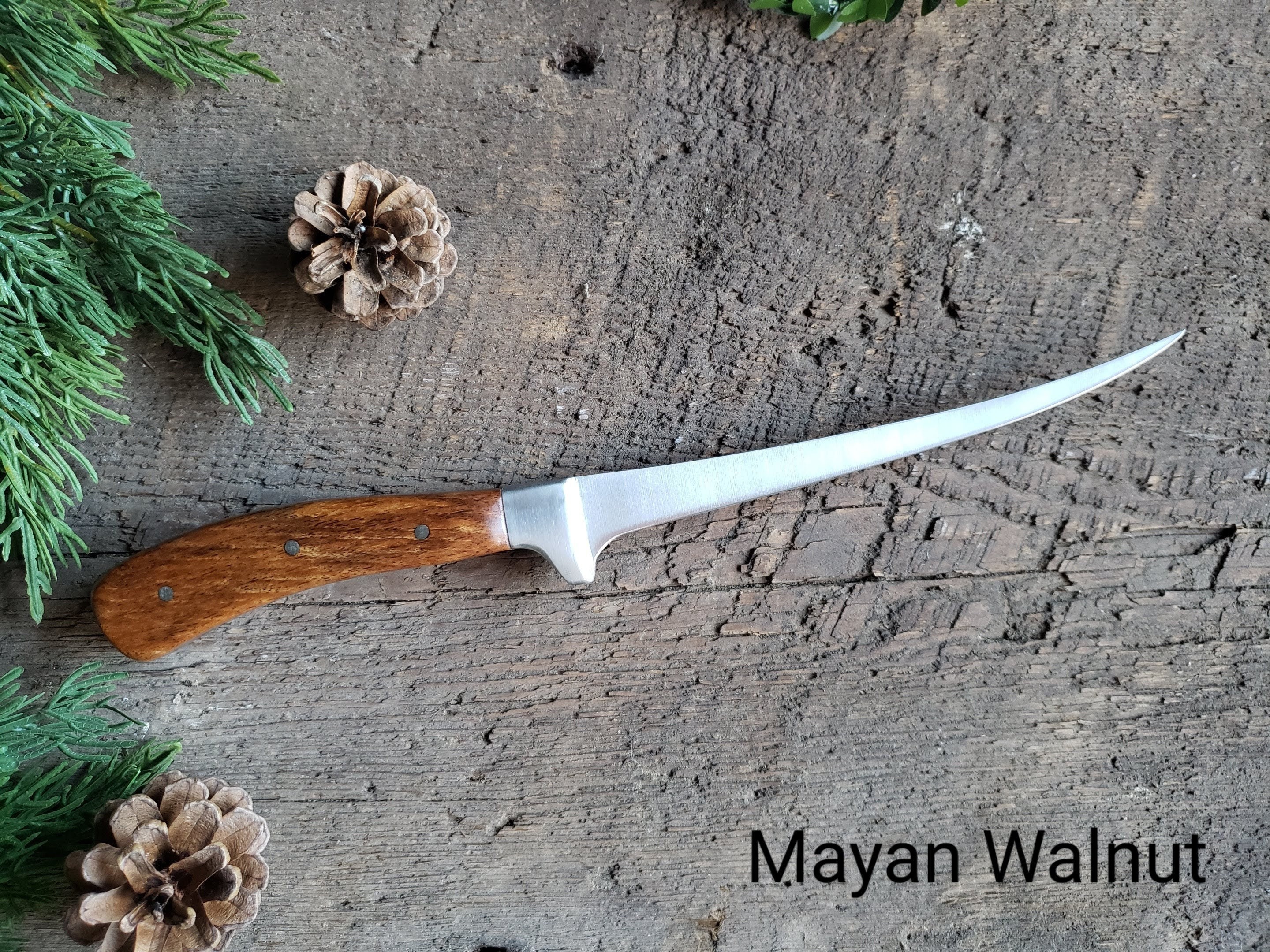 Fish Fillet Knife, Custom Handled, Exotic Wood, Figured or Mayan Walnut ...