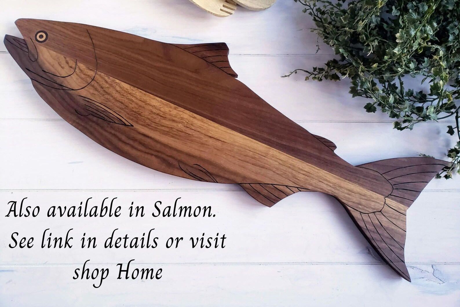 Serving Board Fish Shape, Coastal Fish Decor, Walnut Wood - Etsy